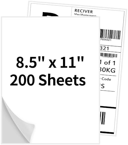 8.5" x 11" Full Sheet Sticker Paper for Laser & Inkjet Printers[100 ...