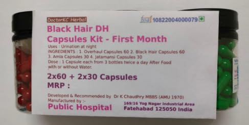 Buy Black Hair DH Herbal Supplement Capsules Kit - First Month Online ...