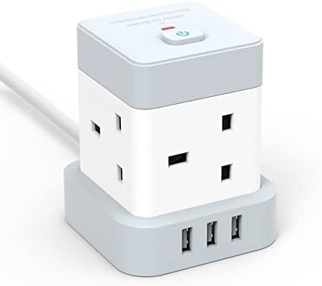 Cube Extension Lead with USB Slots, 5 Way Plug Extension with 4 USB(3 ...