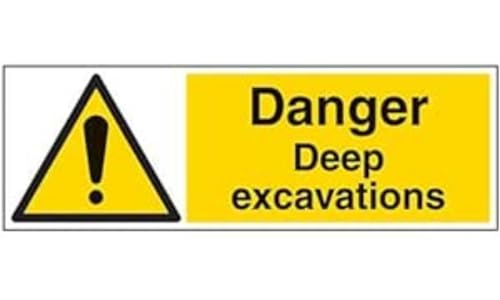 VSafety Danger, Deep Excavations Sign – Landscape – 600mm x 200mm – 1mm ...