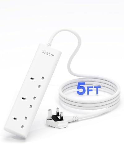 SEBLIP 3 Way Extension Lead 5FT Extension Cable UK Plug Adapter, Multi ...