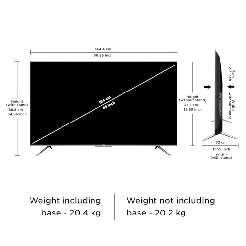 TCL 164 Cm (65 Inches) 4K Ultra HD Smart QD-Mini LED Google TV 65C755 ...