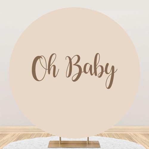 Amazon.com : Laeacco Oh Baby Round Backdrop Cover 7.2x7.2FT Solid Beige ...