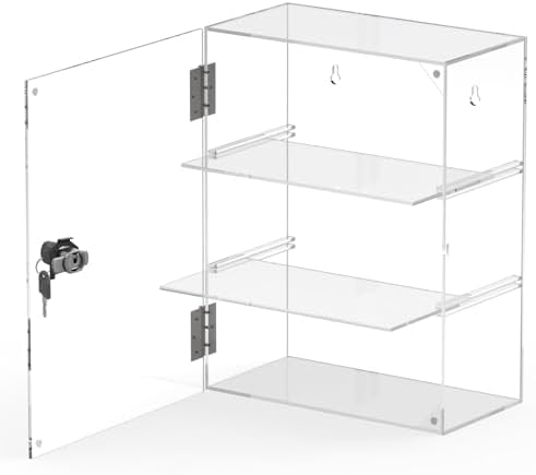 Acrylic Display Case with Lock Key Removable 3 Tier Clear Countertop ...