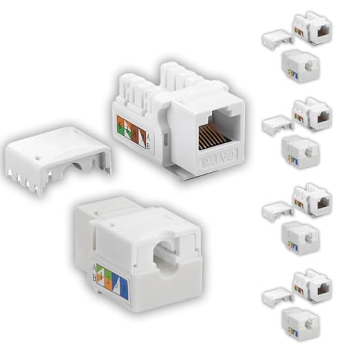 Qport Cat6 RJ45 90 Degree Keystone Jacks 5 Pack, 90-Degree Ethernet ...