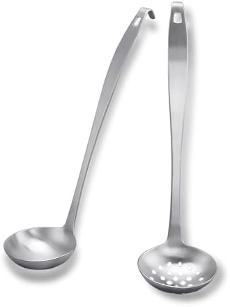 Stainless Steel Soup Ladle Set,One Slotted Ladle and Serving Spoon Set ...