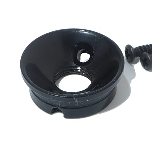 Electric guitar input jack socket plate in black round telecaster ...
