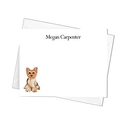 Amazon.com: Yorkie Personalized Note Cards, Flat Stationery with ...