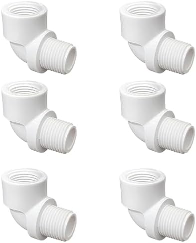 Amazon.com: SJZBIN 6PCS White 1/2'' PVC Male Thread to Female Thread 90 ...