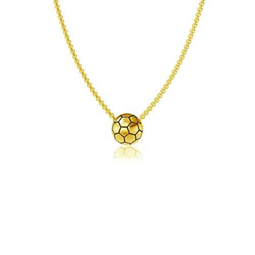 Amazon.com: Soccer Pendant Necklace - 24K Gold over 925 Solid Sterling ...
