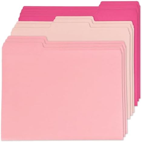 Amazon.com : 12Pcs Pink File Folders Letter Size Colored Manilla File ...