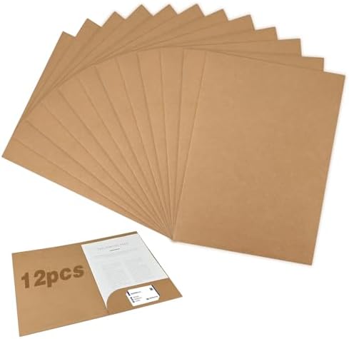 12pcs A4 File Folder Kraft Paper Business Project Folder Single Insert ...