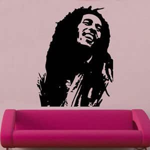 Stunning Stickers Bob Marley Design 3 Wall Sticker Silver Large 60cm x ...