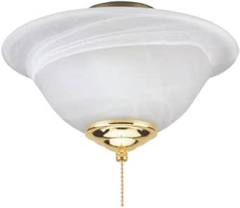 2 Light Ceiling Fan Alabaster Bowl Light Kit - Polished Brass ...