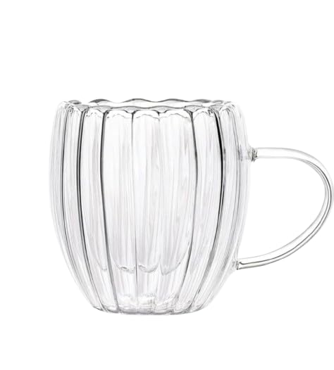Buy ARANKA Double Wall Glass Coffee Mugs Classic Vertical Stripes ...