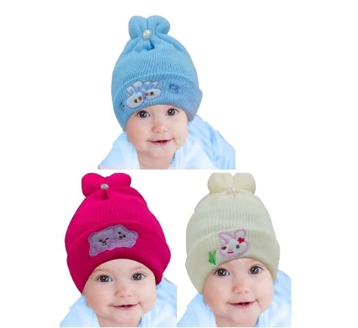 Buy AA R HOSIERY Modern Kids Soft Winter Woolen Caps for New Born Baby ...