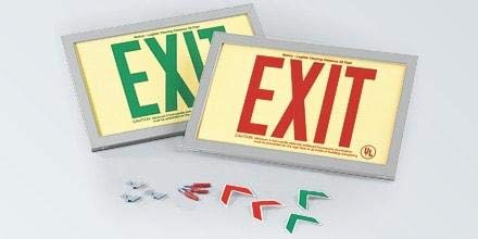 Permalight Photoluminescent Exit Signs Green EXIT Sign in Brushed ...