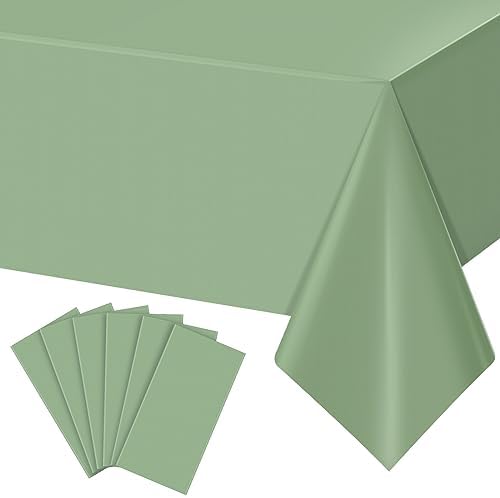 Amazon.com: 12Pack Sage Green Plastic Tablecloths for Rectangle Tables ...