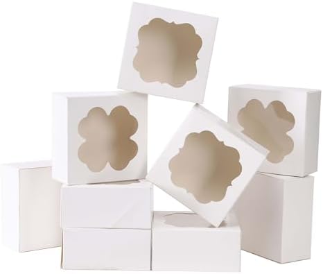 Amazon.com: QULIT 50pcs 5x5x2 Inch Cookie Boxes with Window White ...