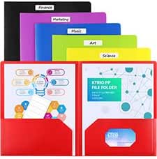 Amazon.com : Bundle Set, Plastic Folders with Clear Front Pocket ...