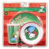 Amazon.com | Peanuts Happy Holidays 3pc. Dinnerware Set: Peanuts Plate ...