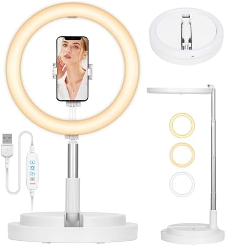Angju Selfie Ring Light With Stand - 12" Foldable With Phone Holder ...