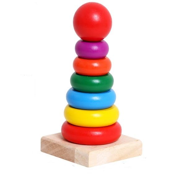 Littleok Wooden Rainbow Stacking Rings Tower : Amazon.in: Toys & Games
