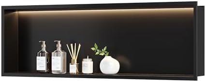 Bernkot Stainless Steel Led Shower Niche 36" X 12" Matte Black with ...