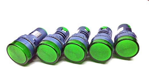 LED Panel Indicator Pilot Lamp Green 230VAC,22mm,Set of 5 Nos : Amazon ...