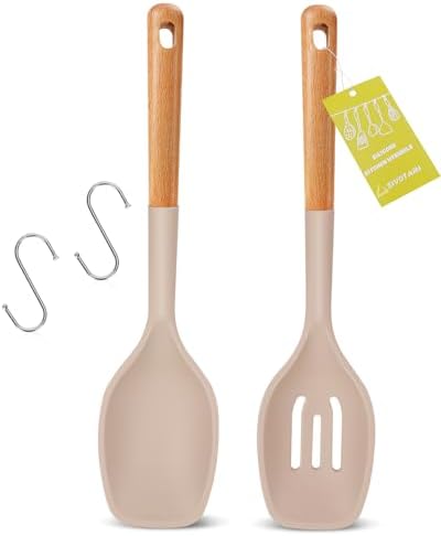 Amazon.com: Silicone Spoons for Cooking, Large Slotted Solid Spoon ...