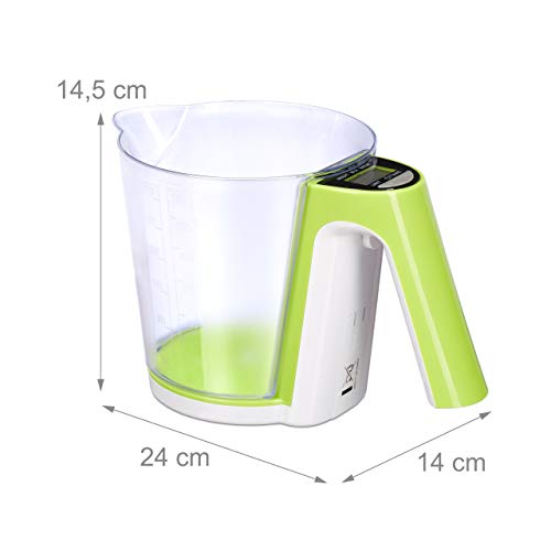 Relaxdays measuring cup with scales, removable measuring cup, weigh ...