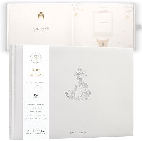 Amazon.com : Baby Memory Book Giraffe Baby Journal | Tissue Wrapped in ...
