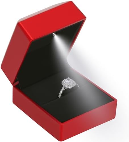Amazon.com: The Jewellery Pak LED Red Burgundy Ring Box for Proposal ...