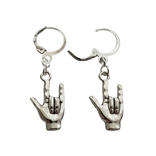 Amazon.com: I Love You Sign Language Charm Earrings, ASL Love Ear Clip ...