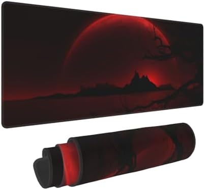 Amazon.com: Black and Red Moon Mouse Pad XL Large Gaming Mousepad ...