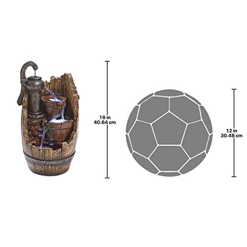 Water Fountain with LED Light - Farm Cistern Wood Barrel Garden Decor ...