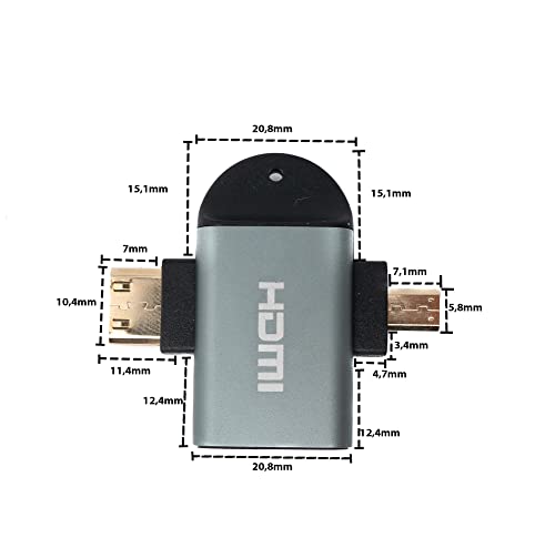 System-S HDMI Y Adapter 4K Standard Female to Mini Male & Micro Male ...
