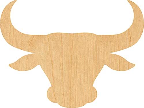Amazon.com: Laser Cut Bull Head Wood Blank, DIY Craft Shape, Unfinished ...