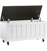 Amazon.com: Storage Chest, 39.4'' Wooden Storage Bench with 4 Wheels ...