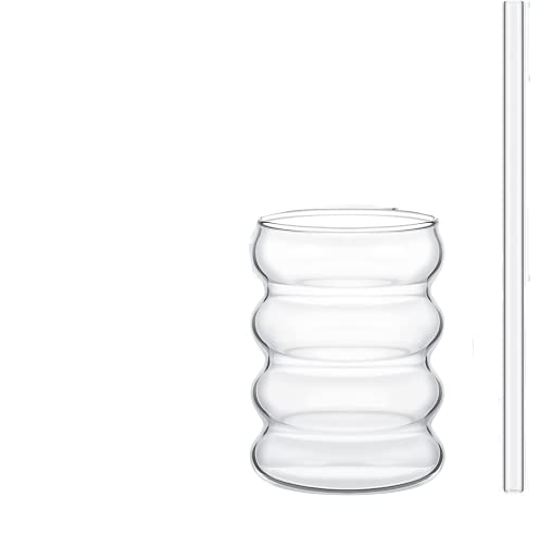 Buy M GLASS - Drinking Glass with 6mm Glass Straw - 310ml Bubble ...