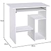 HOMCOM Compact Small Computer Table Wooden Desk Keyboard Tray Storage ...