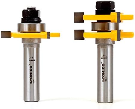 Yonico Tongue and Groove Router Bits Set 1/4-Inch Plywood Panel 2 Bit 1 ...