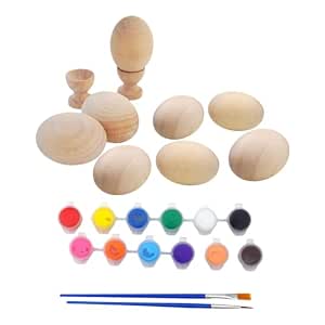 MERISHOPP 8X Unfinished Wood Eggs Art Craft Supplies for Games Carnival ...