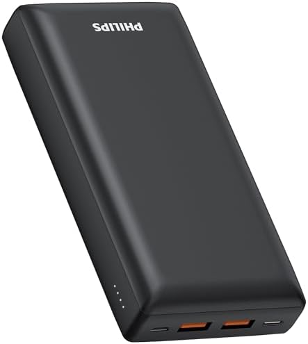 Amazon.co.jp: Philips DLP7721C 5v3a Mobile Battery, 20,000 mAh, PD, 20 ...