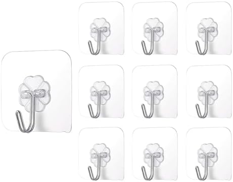 Self Adhesive Hooks (10 Pieces), Heavy Duty Door Wall Stick on Hooks ...