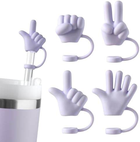 Amazon.com: TDTOK 4 Pack Cute Finger Hands Stanley Straw Toppers ...