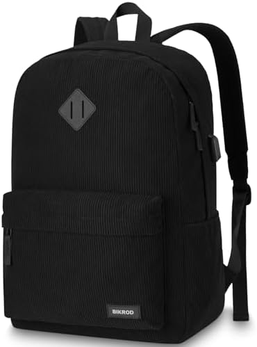 Amazon.com: BIKROD Lightweight Causal Black Backpack, School Backpack ...