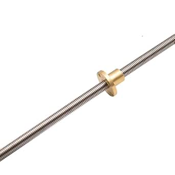 Threaded Backlash T12 Lead Screw Rod with Brass Nut 2mm Pitch 2mm to ...