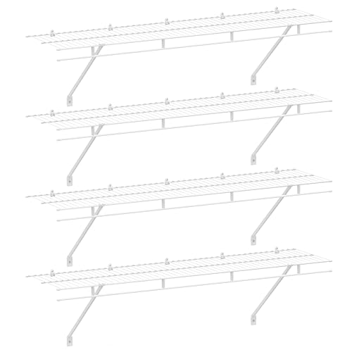 Snapklik.com : Closet Shelves Wall Mounted 4-Pack, 4 Ft X 12in White ...
