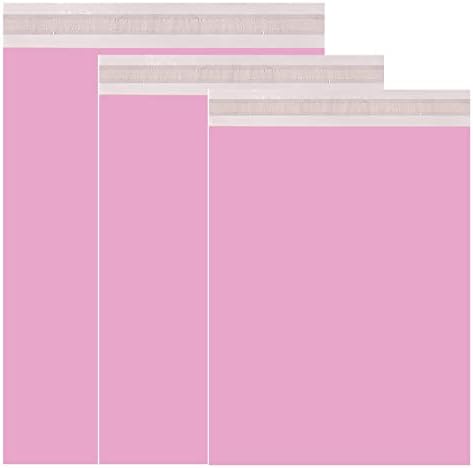 50 Mixed Size Pink Mailing Bags, Self Seal Strong Waterproof Poly ...